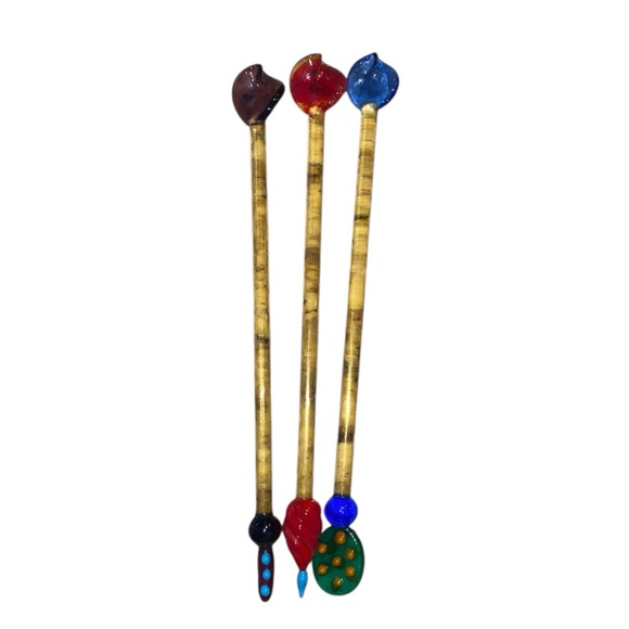 Vintage | Dining | Vintage Glass Cocktail Swizzles Colorful Decorative ...